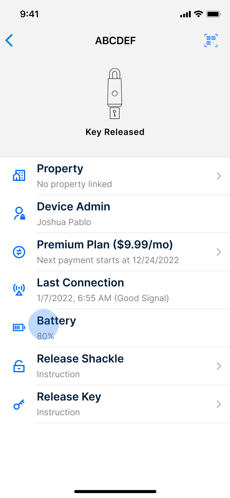 Battery status